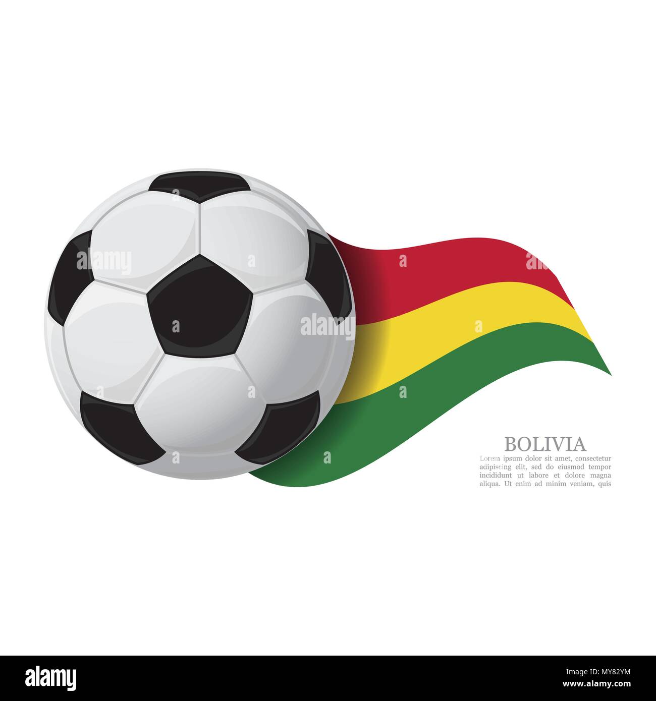 Bolivia waving flag with a soccer ball. Football team support concept ...
