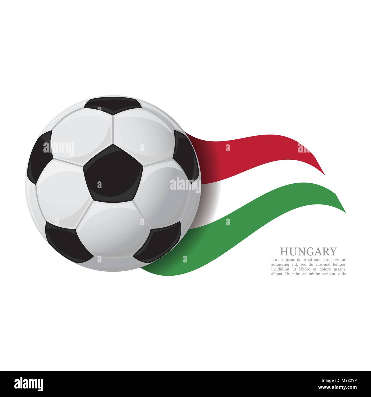 Hungary waving flag with a soccer ball. Football team support concept ...