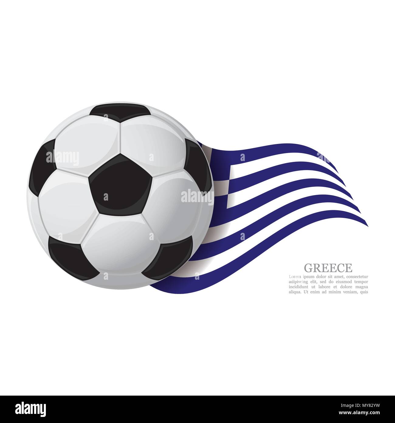Greece waving flag with a soccer ball. Football team support concept ...