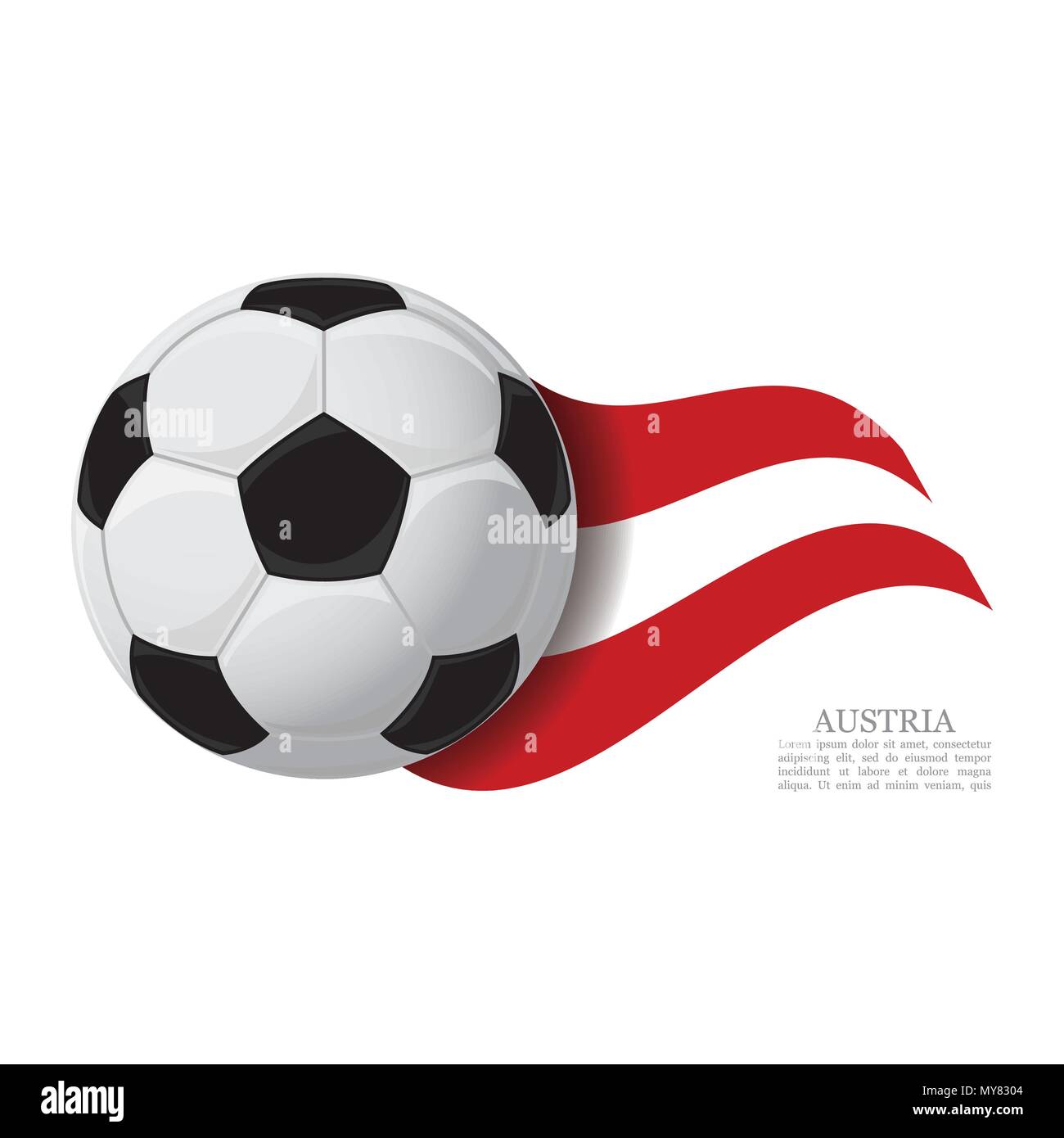 Austria waving flag with a soccer ball. Football team support concept ...