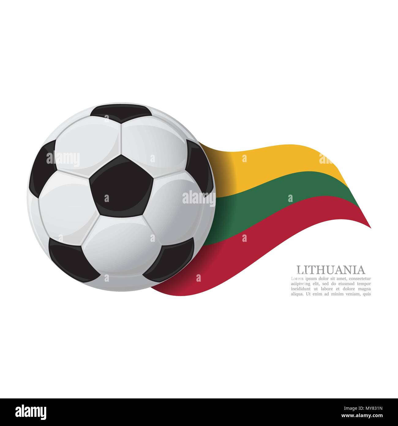 Lithuania waving flag with a soccer ball. Football team support concept ...