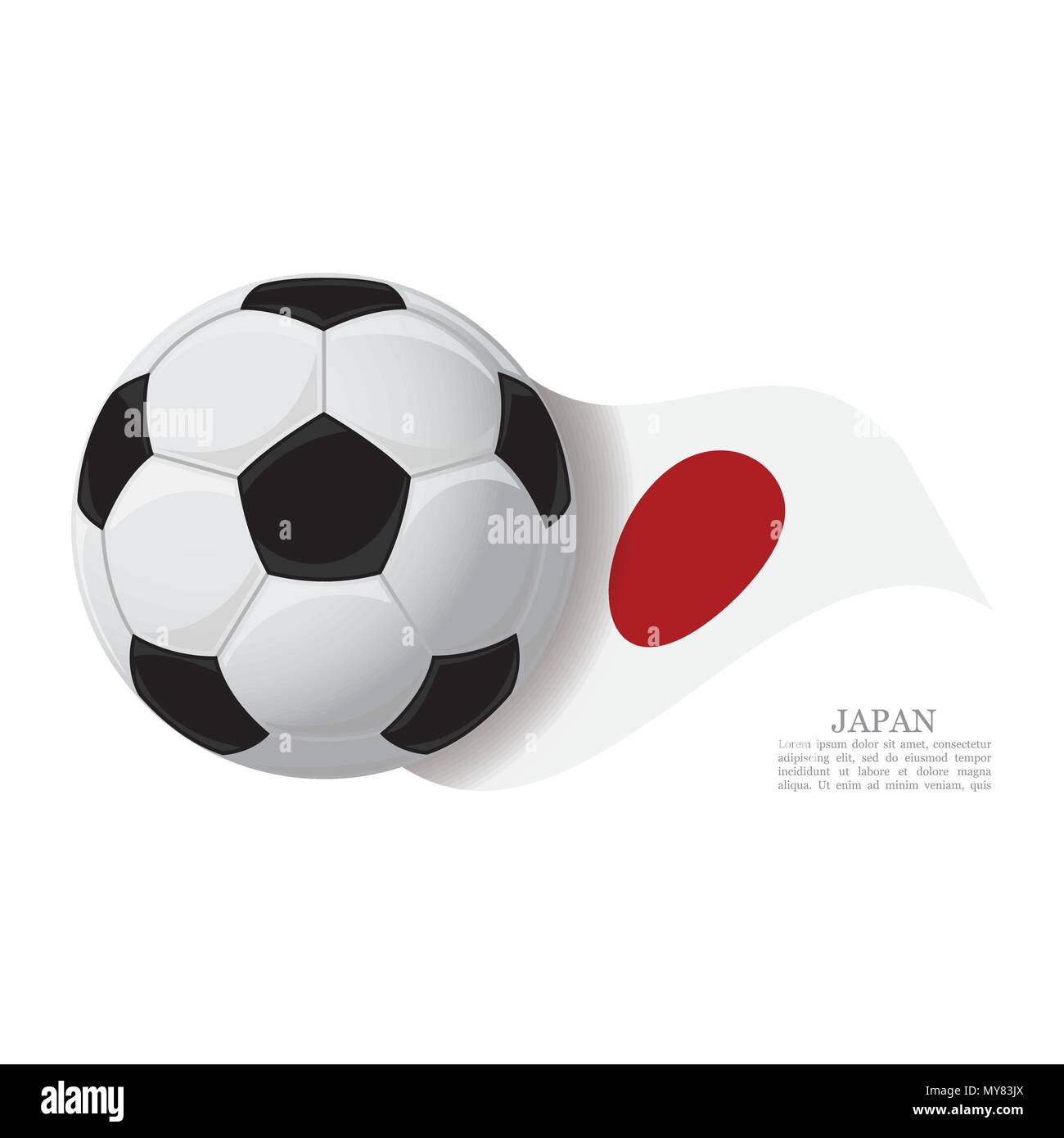 Japan waving flag with a soccer ball. Football team support concept ...