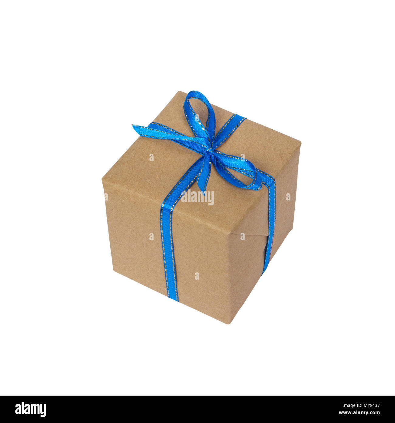 gift parcel box with ribbon bow, isolated on white Stock Photo - Alamy