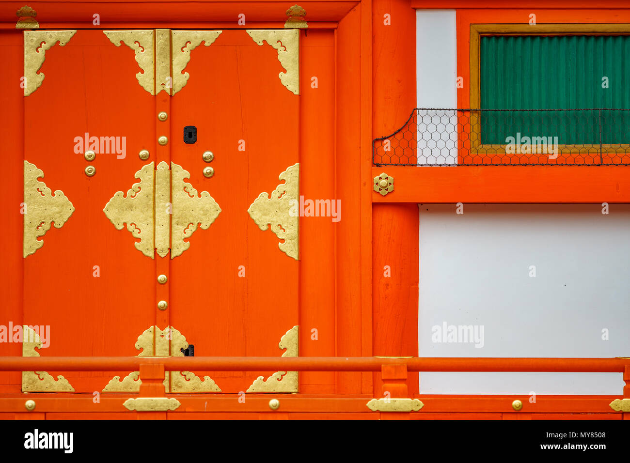 Decorated Japanese window with golden details Stock Photo - Alamy