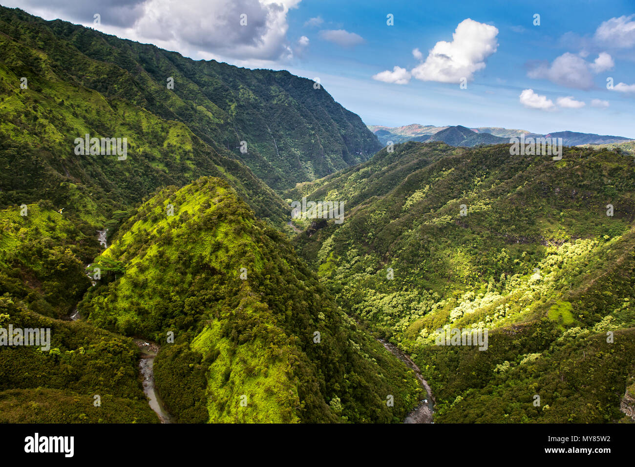 Aerial View over Kauai, Hawaii Stock Photo - Alamy