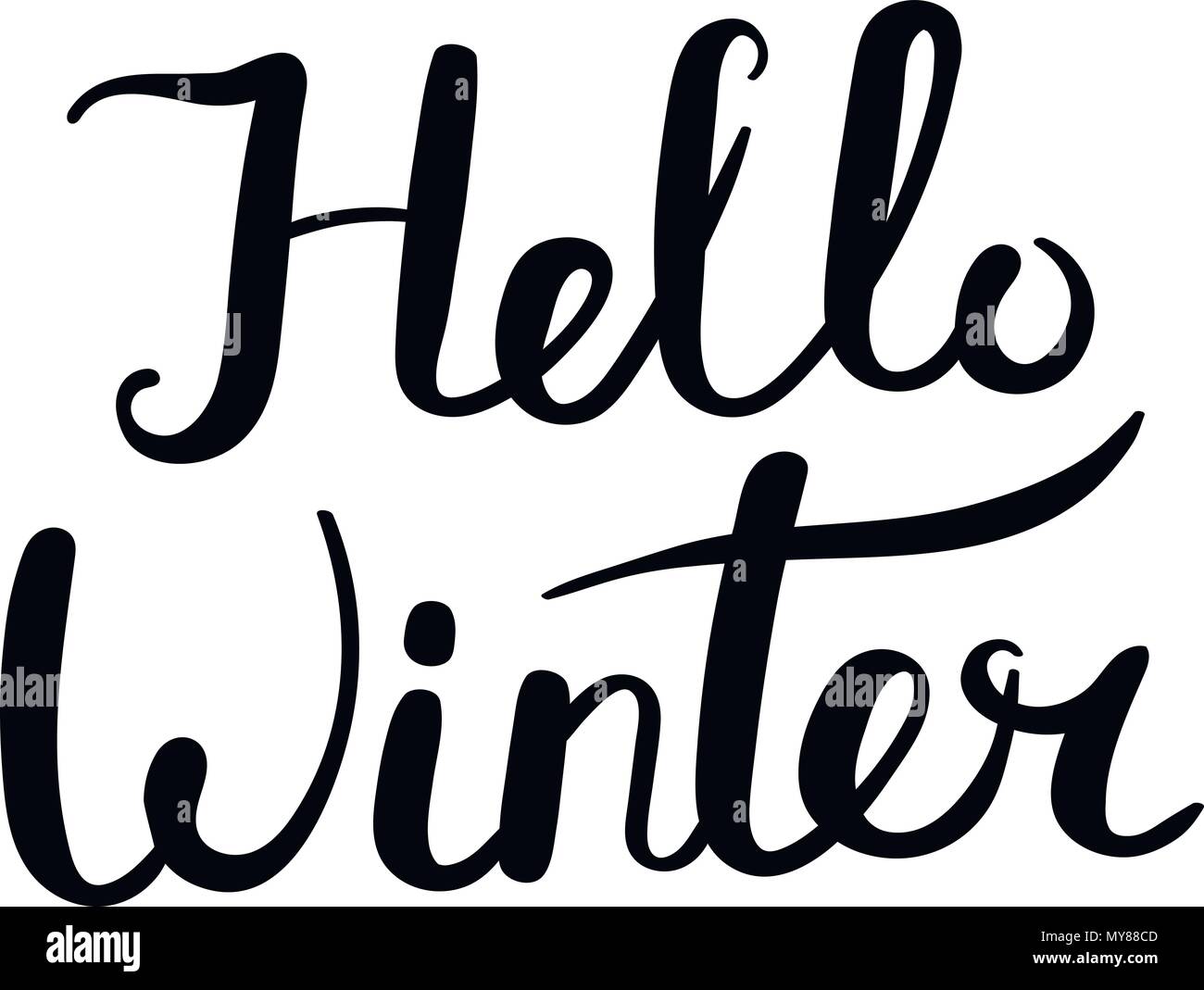 Hello winter. Hand drawn vector lettering phrase. Modern motivating ...