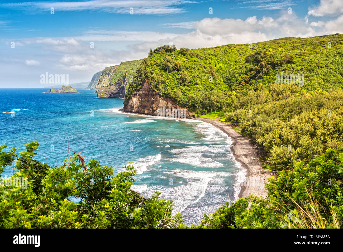 Panoramia View over Pololu Valley Stock Photo - Alamy