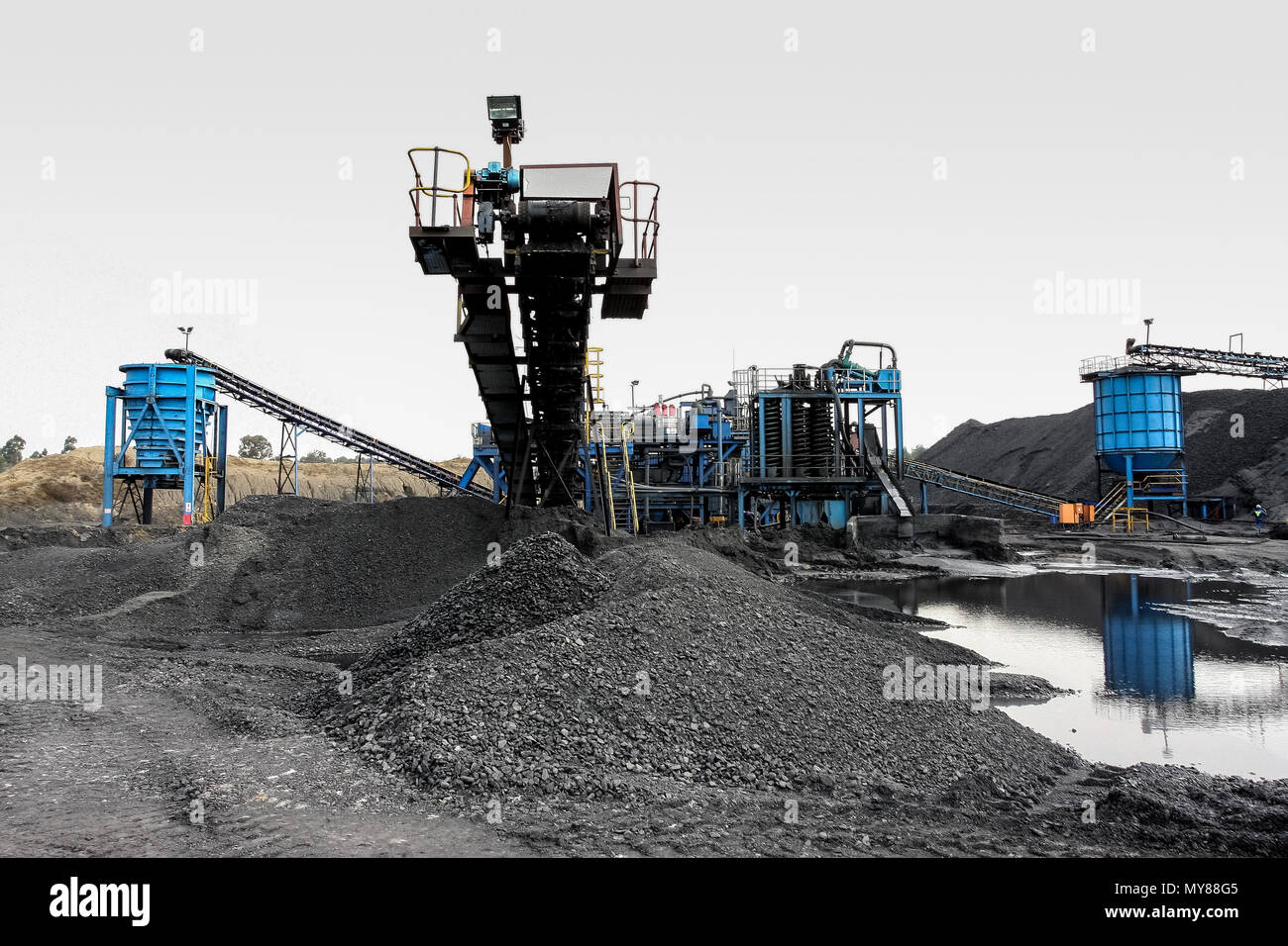 Open Pit Coal Mining and processing in South Africa. Washing and ...