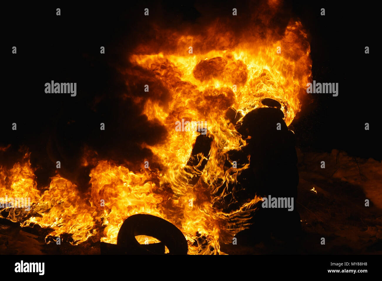 a huge bonfire flame texture background Stock Photo - Alamy