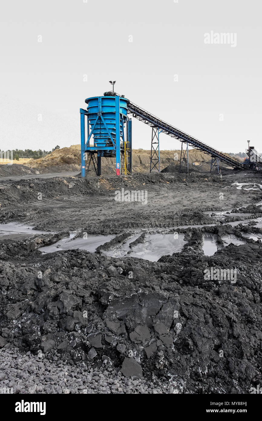 Open Pit Coal Mining and processing in South Africa. Washing and ...