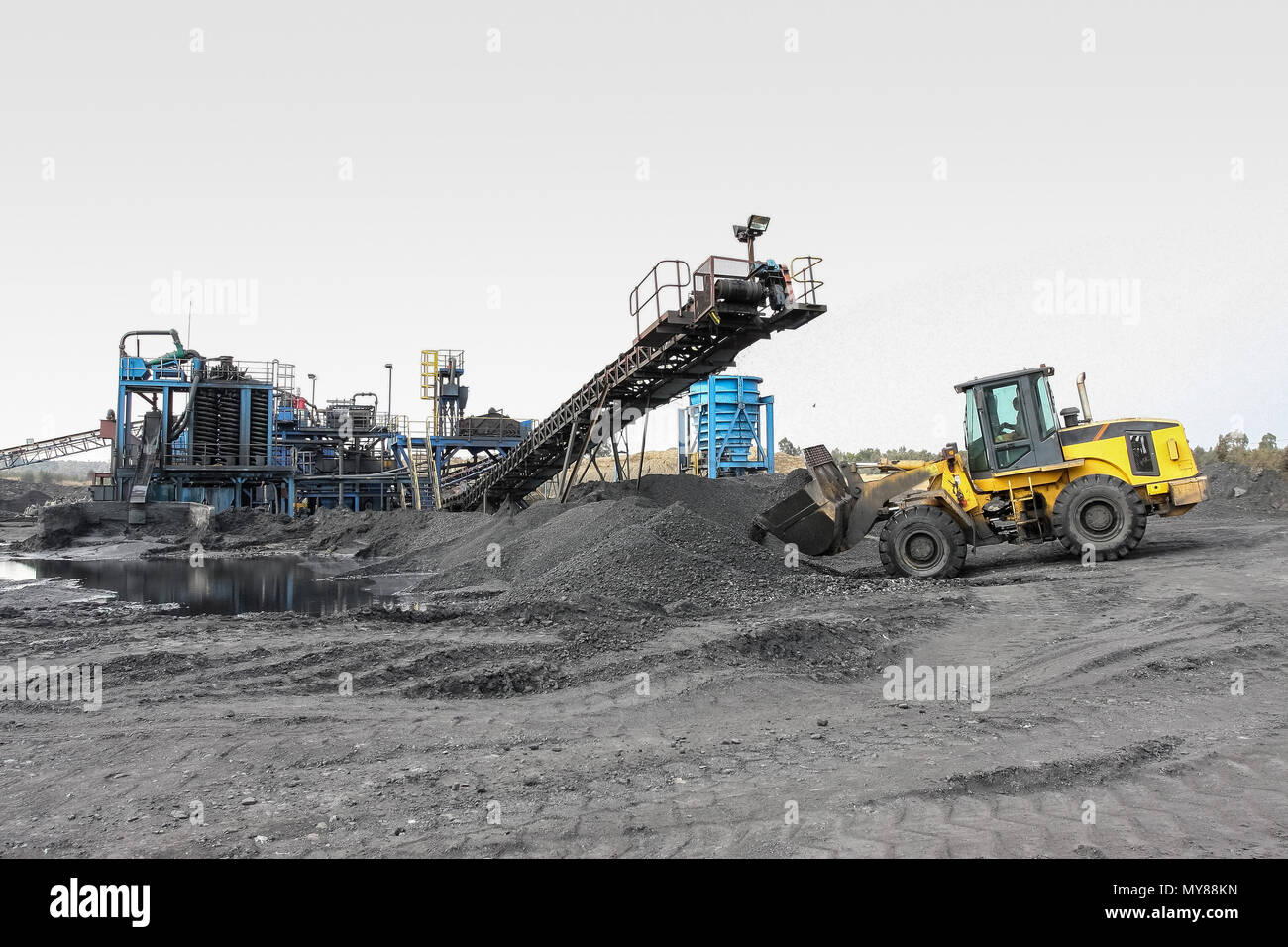 Open Pit Coal Mining and processing in South Africa. Washing and ...