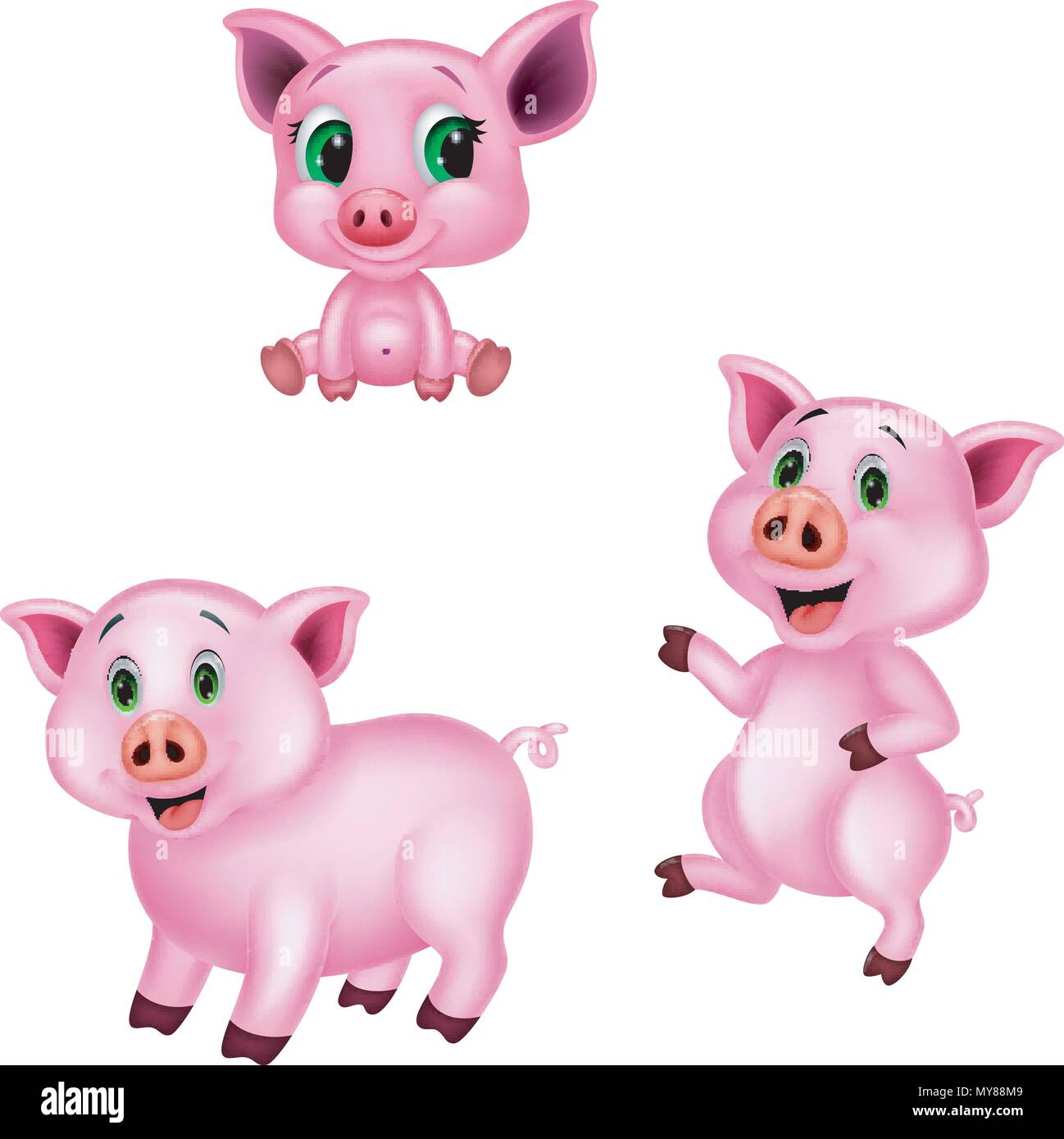 Cartoon illustration little pig sitting hi-res stock photography and ...