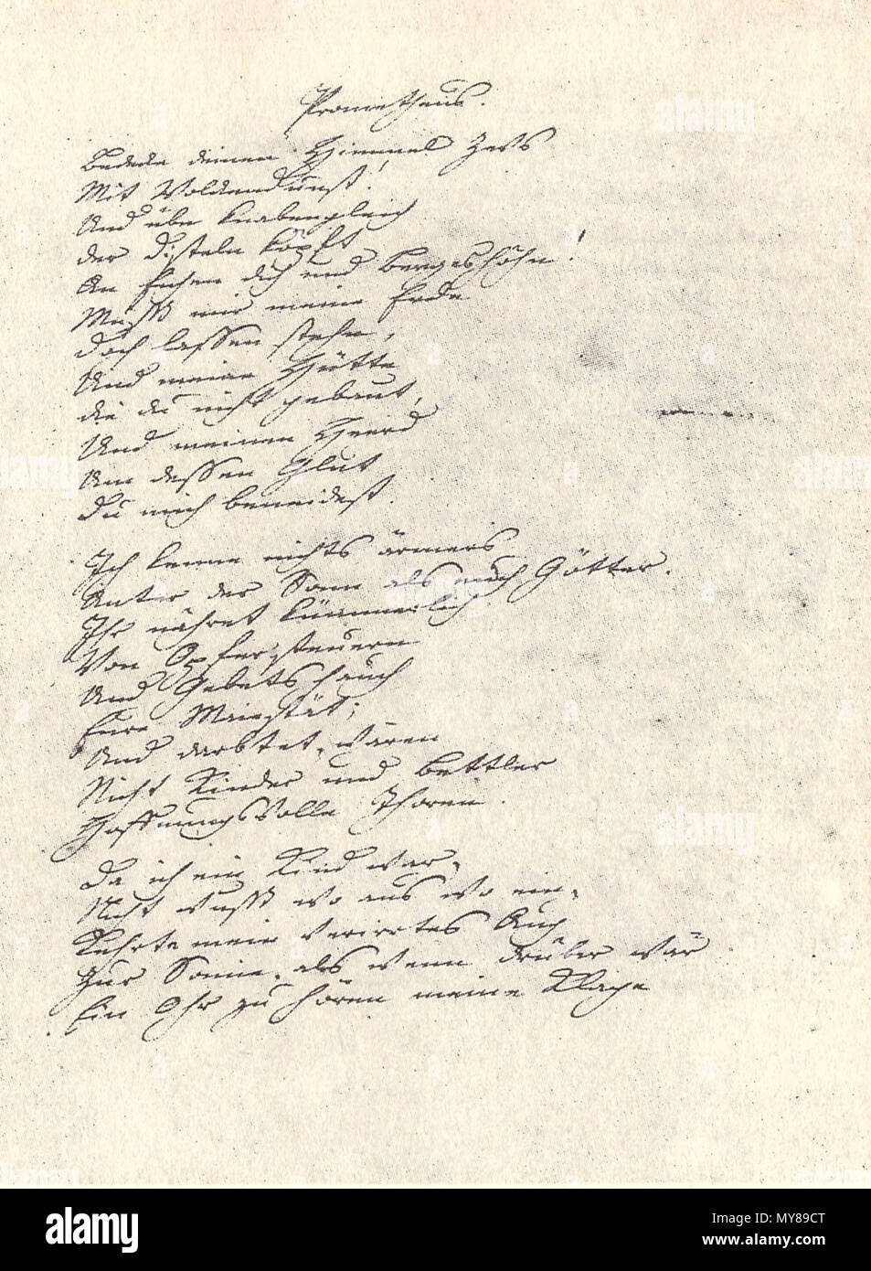 . English: Autograph of Goethe’s hymn „Prometheus“, version of 1777 ...