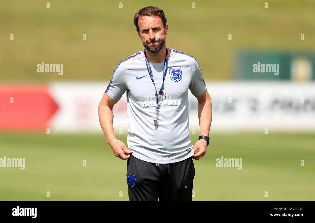 England manager Gareth Southgate during the training session at St ...
