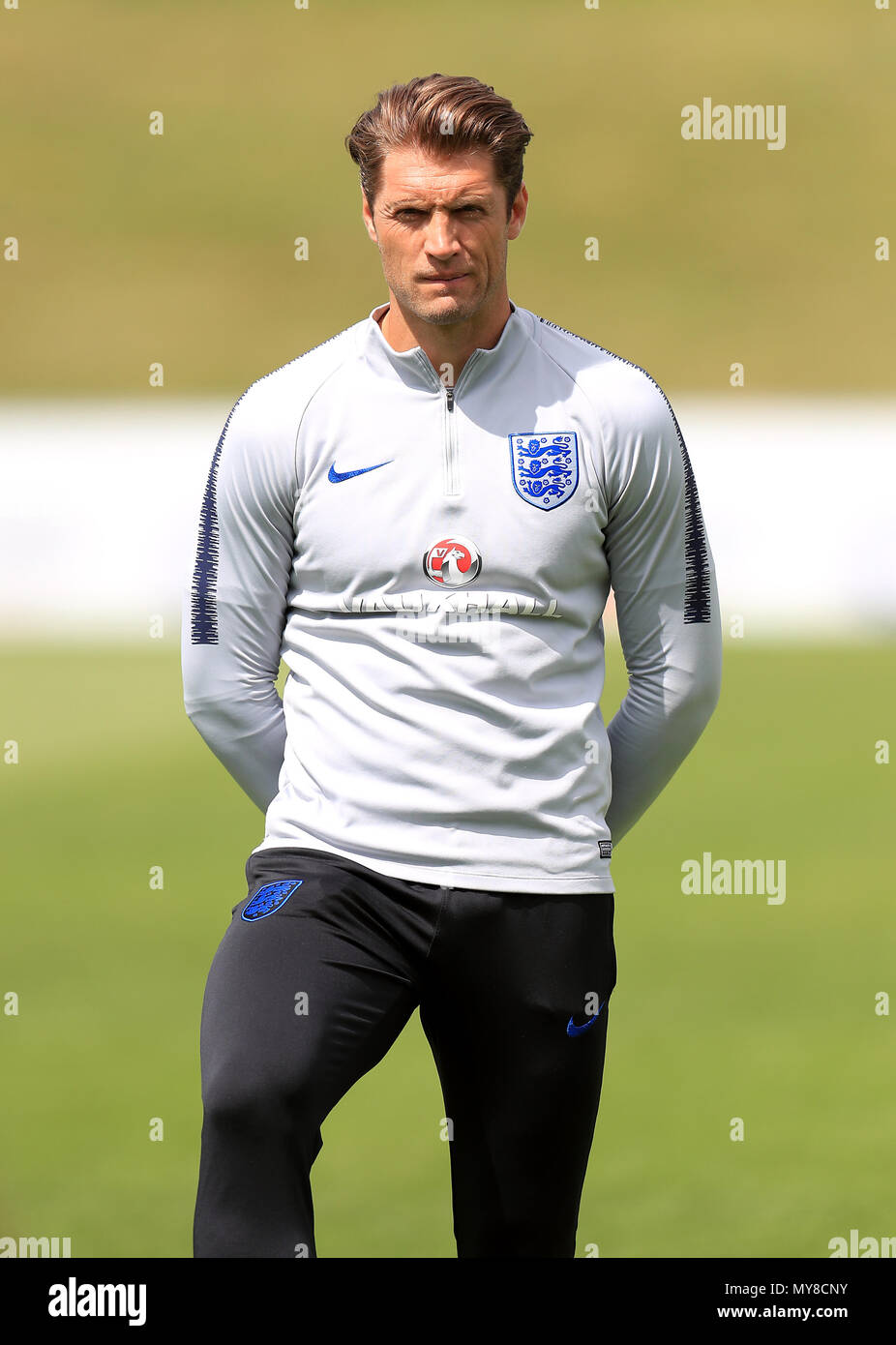 England striker coach Allan Russell during the training session at St ...