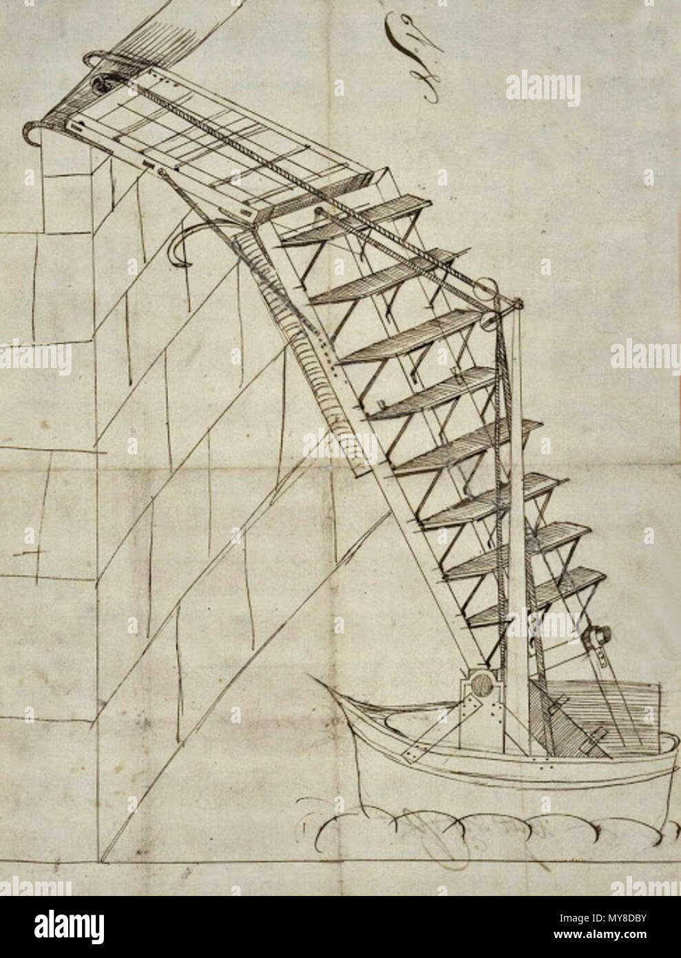 . English: 1727 - Boat with Ladder around the time od the 13th siege in ...