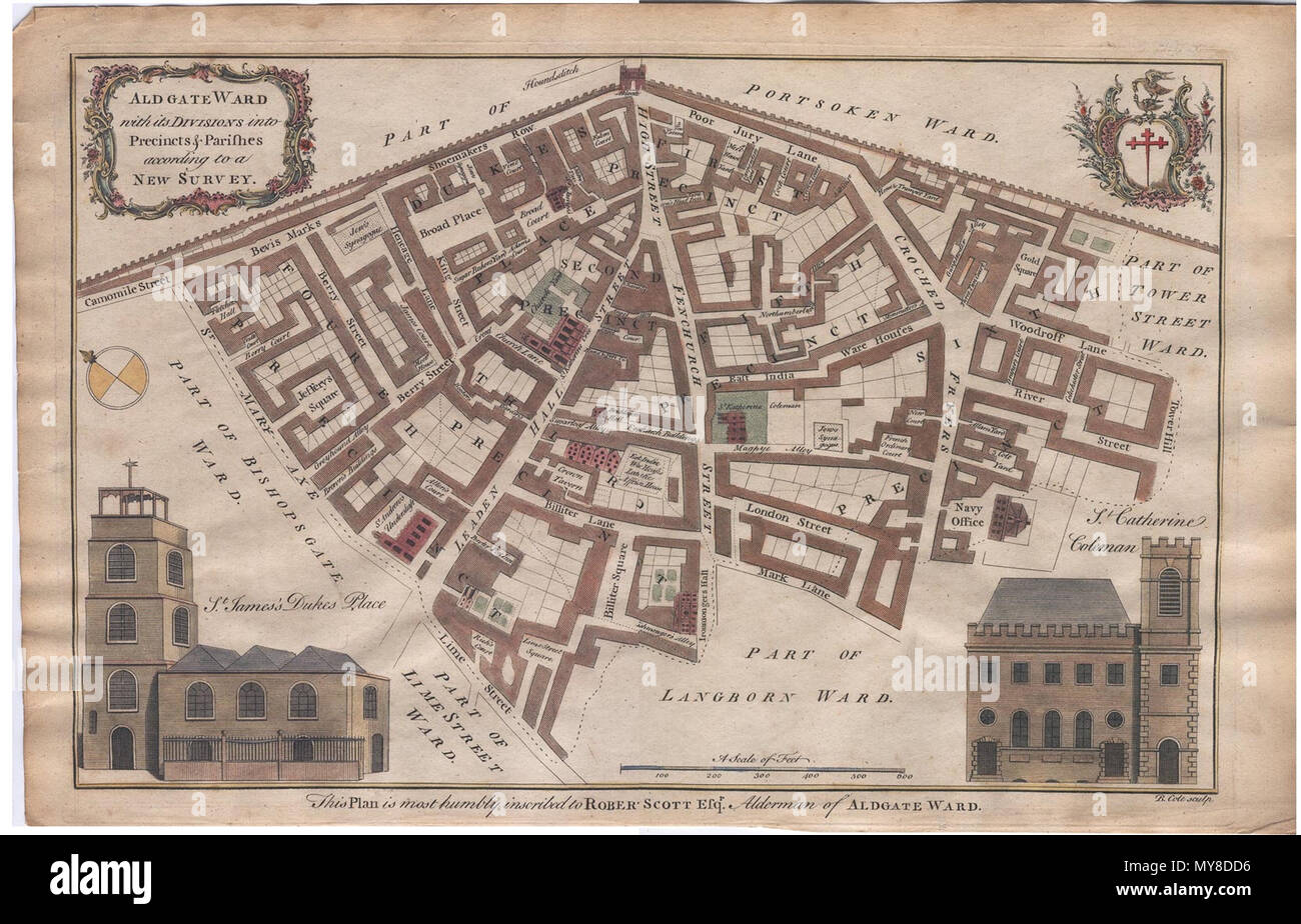 . English: Aldgate Ward with itâ s divisions into Precincts and ...