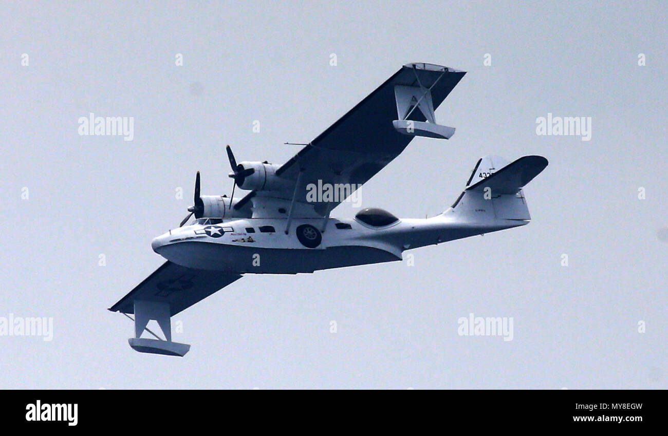 A World War Two Consolidated PBY Catalina flyboat is seen on public ...