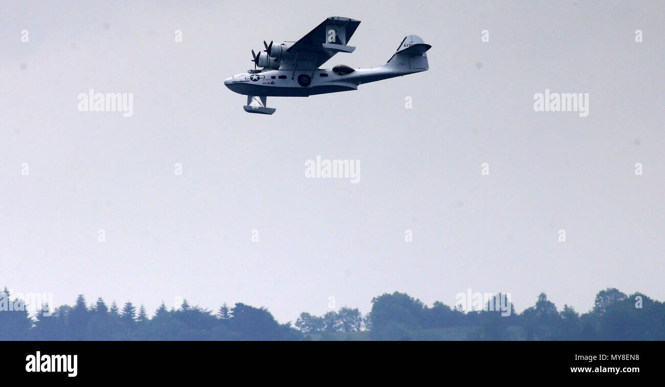 A World War Two Consolidated PBY Catalina flyboat is seen on public ...