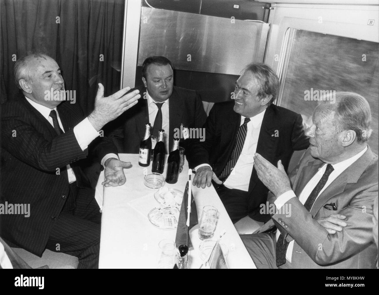 Soviet leader Mikhail Gorbachev travelling in an InterCity Express (ICE ...
