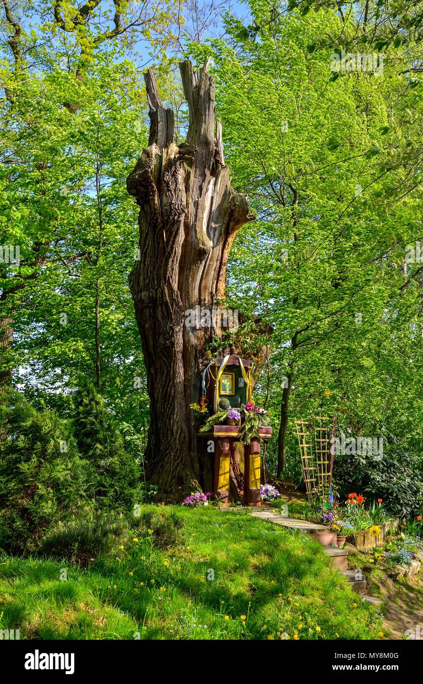 Wooden architecture in the bosom of nature. Beautiful colorful chapel ...