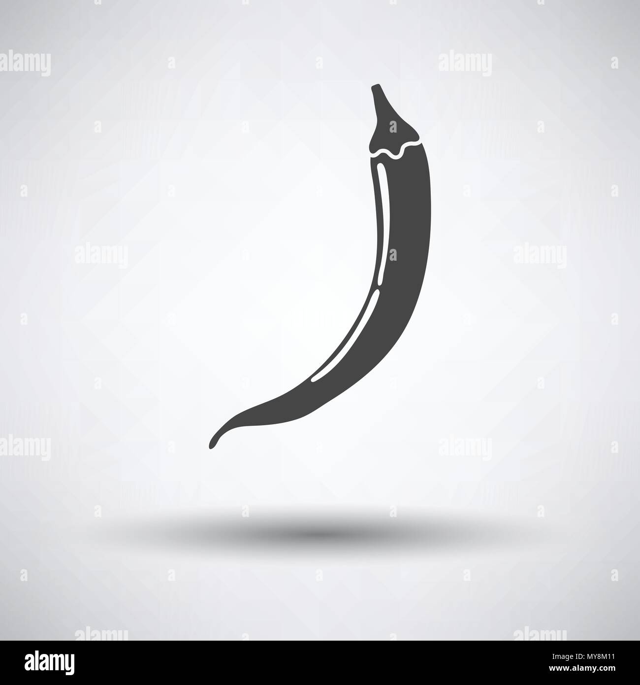 Chili pepper icon on gray background, round shadow. Vector illustration ...