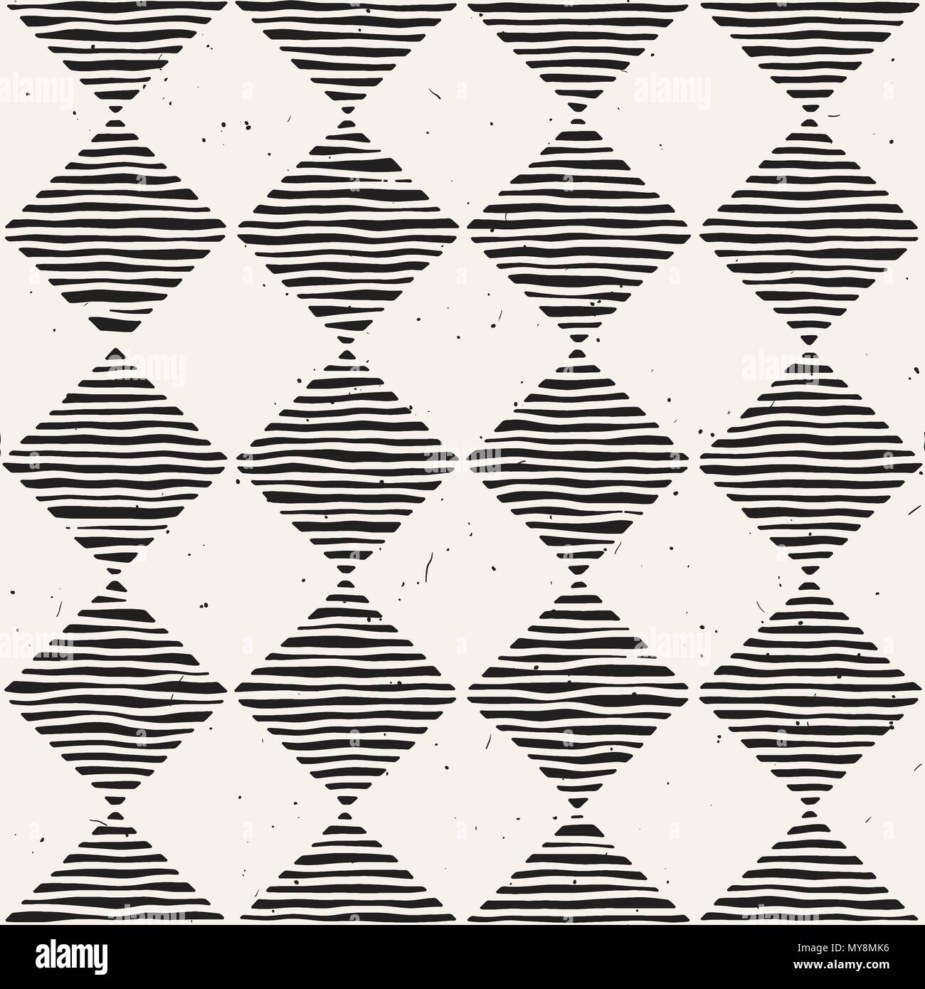 Hand drawn seamless repeating pattern with checker lines tiling. Grungy ...