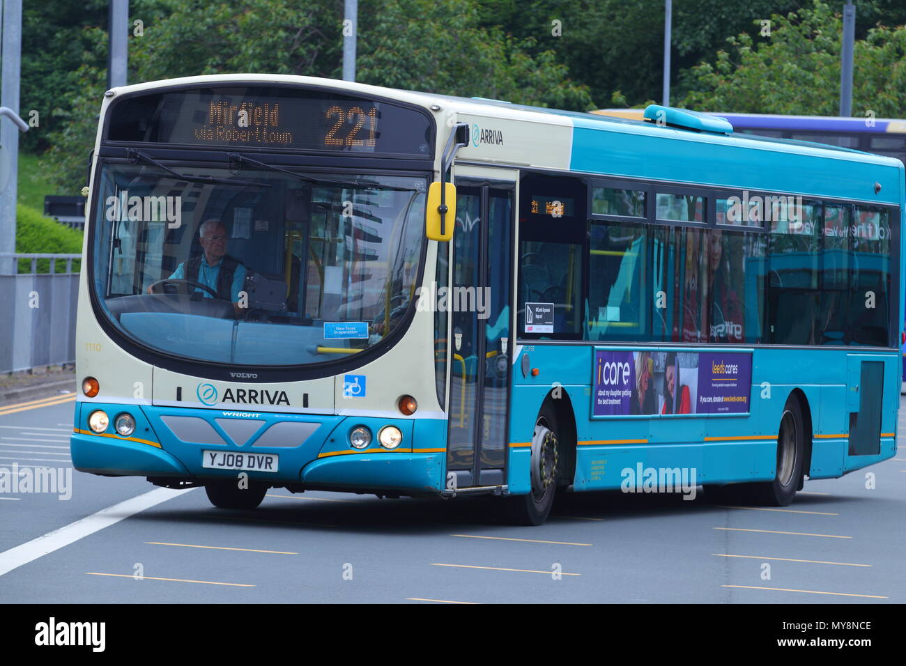 Arriva 221 bus service from Leeds to Mirfield Stock Photo - Alamy