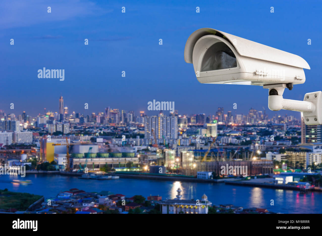 CCTV Camera or surveilance Operating with city in background Stock ...