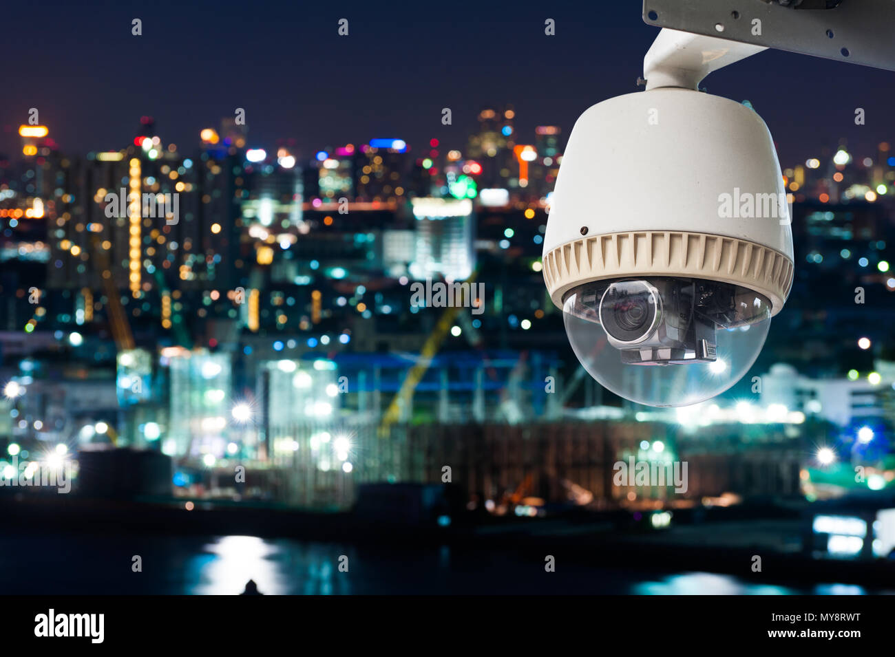 CCTV Camera or surveilance Operating with city in background Stock ...