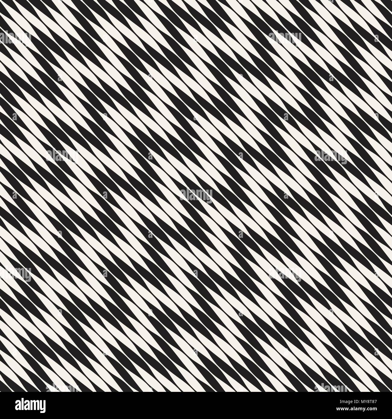 Wavy stripes vector seamless pattern. Retro wavy engraving texture ...