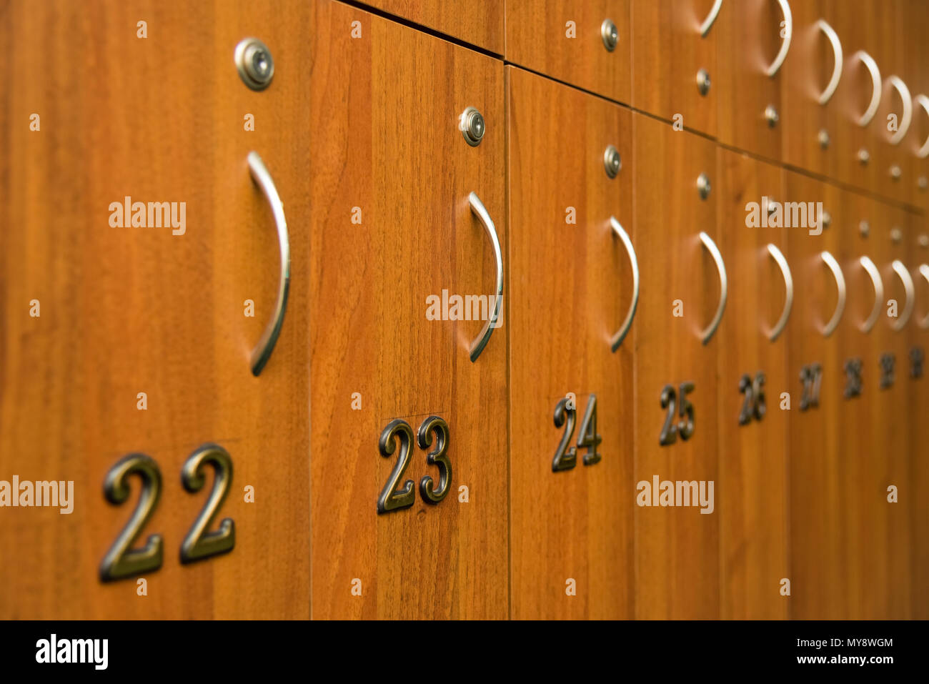 Lockable cells with numbers Stock Photo - Alamy