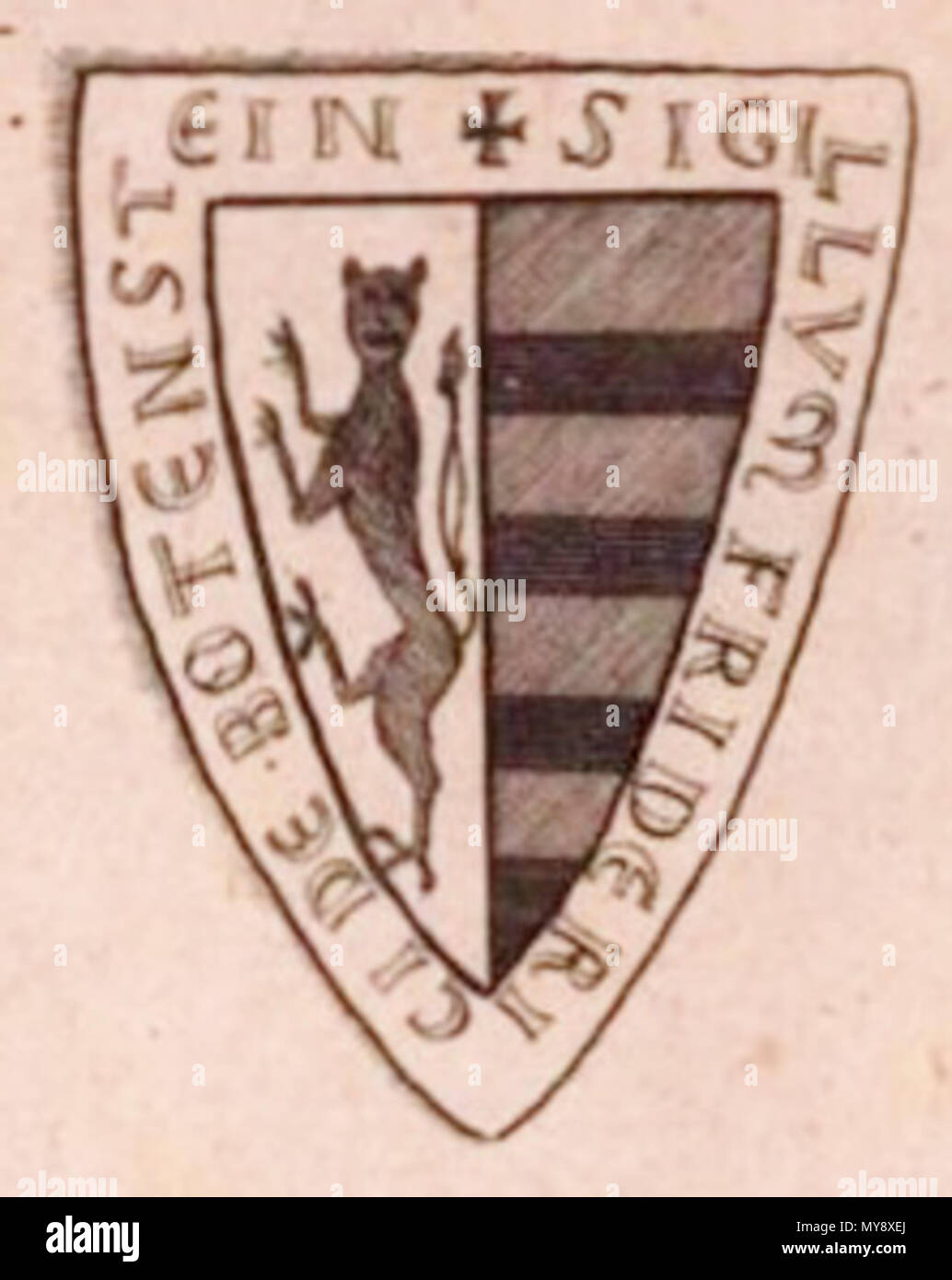 . Deutsch: Nachzeichnung eines Abdrucks des Siegels des Friedrich von ...