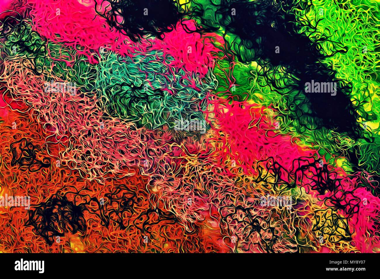 abstract psychedelic background from color paints of chaotic paint ...