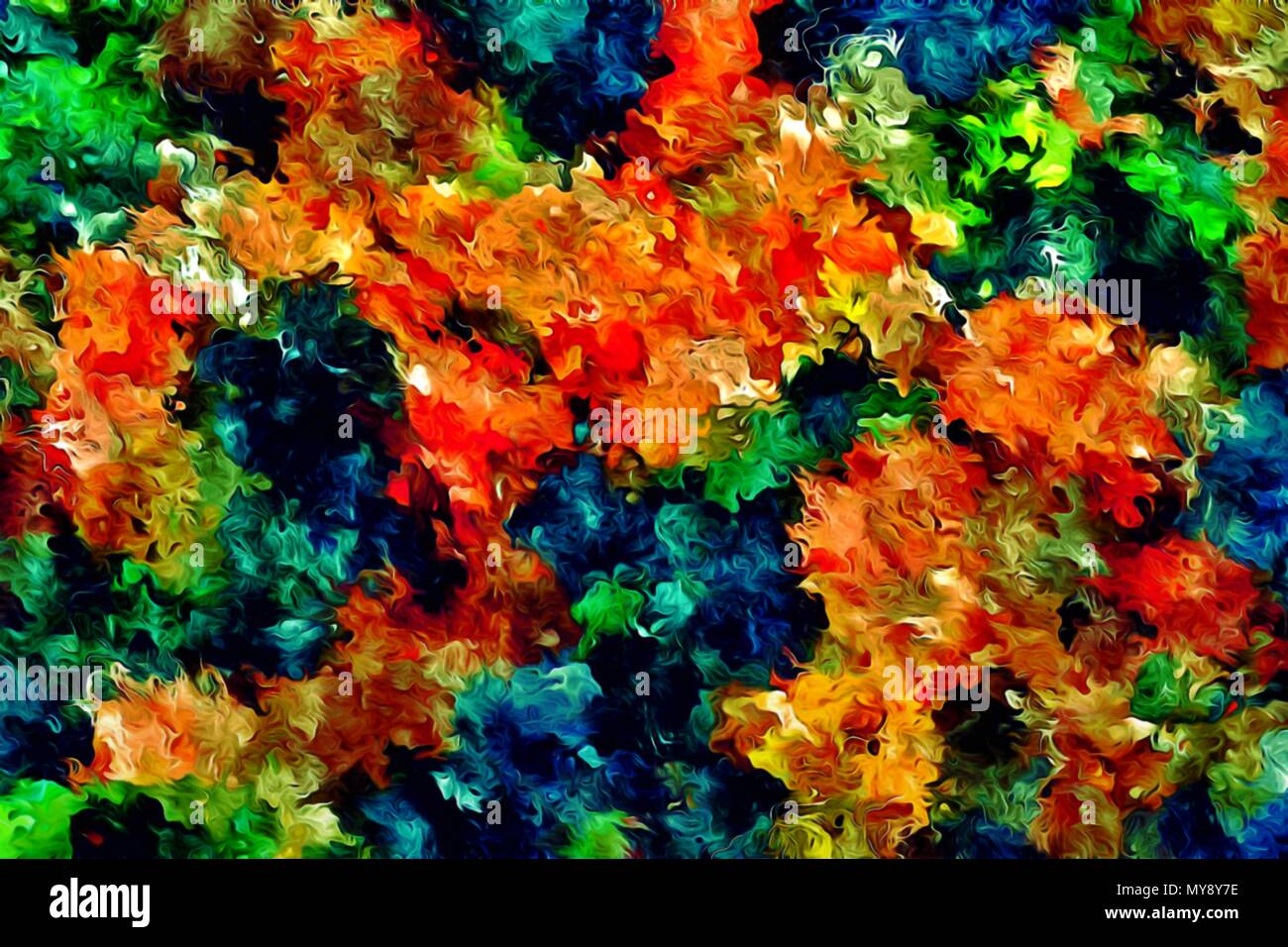 abstract psychedelic background from color paints of chaotic paint ...