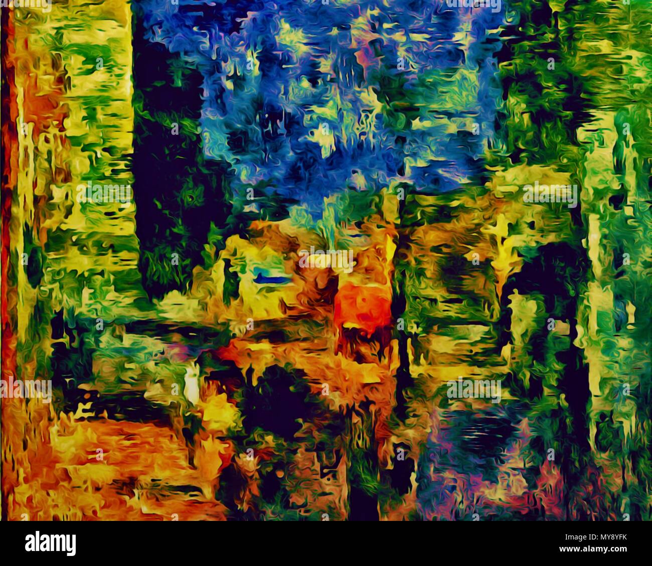 abstract psychedelic background from color paints of chaotic paint ...