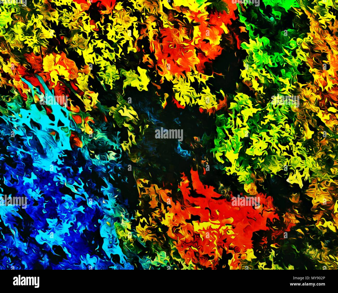 abstract psychedelic background from color paints of chaotic paint ...