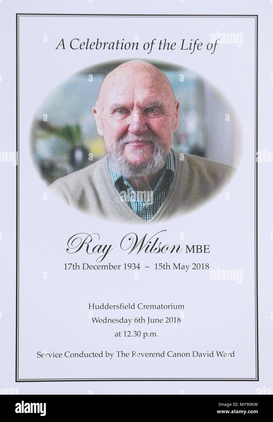 The order of service for the funeral of 1966 World Cup winner Ray ...