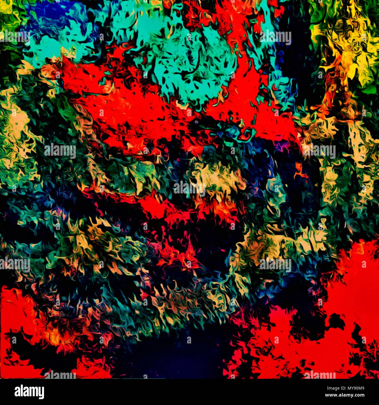 abstract psychedelic background from color paints of chaotic paint ...