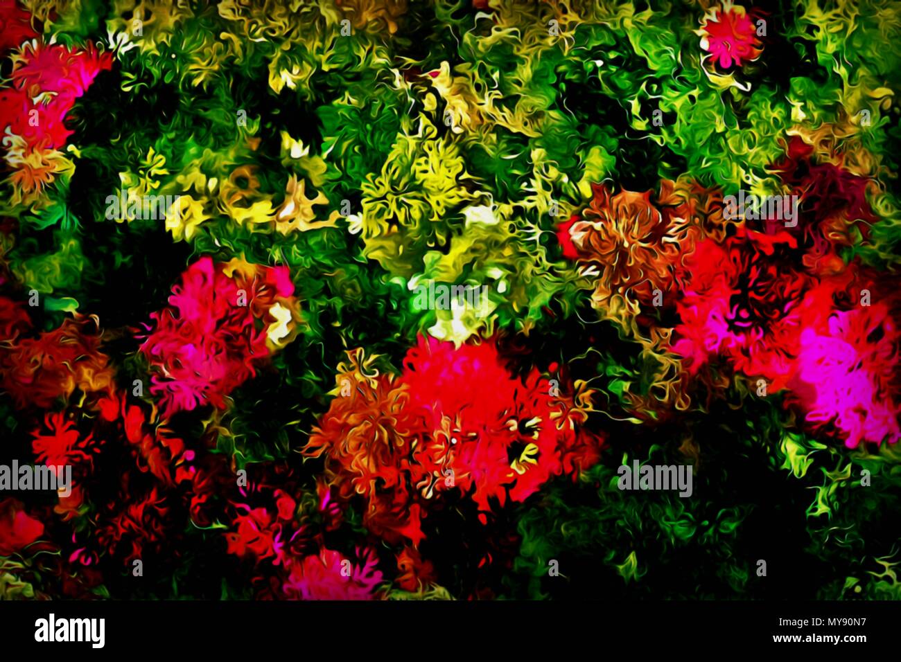 abstract psychedelic background from color paints of chaotic paint ...