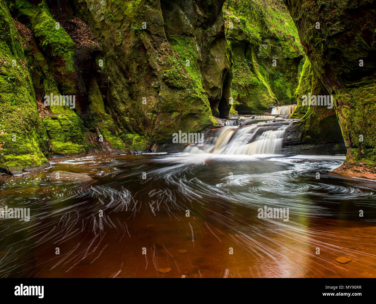 The gorge at Finnich Glen, also known as Devils Pulpit near Killearn ...