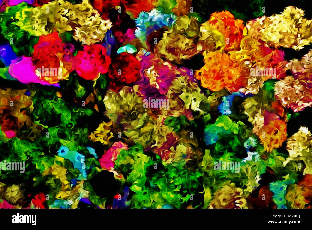 abstract psychedelic background from color paints of chaotic paint ...