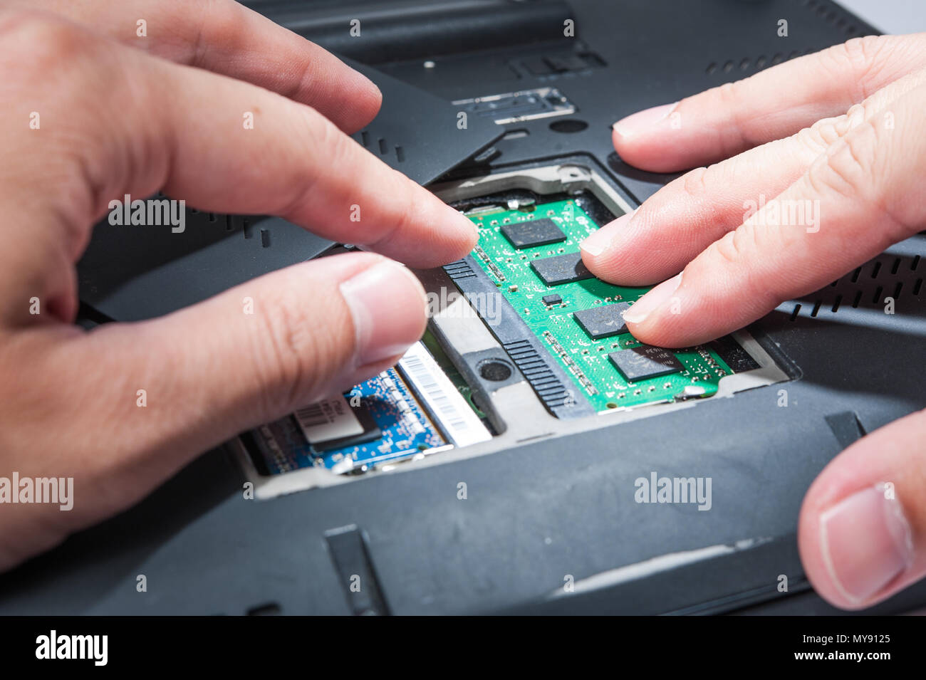 Self install RAM circuit in computer labtop Stock Photo - Alamy