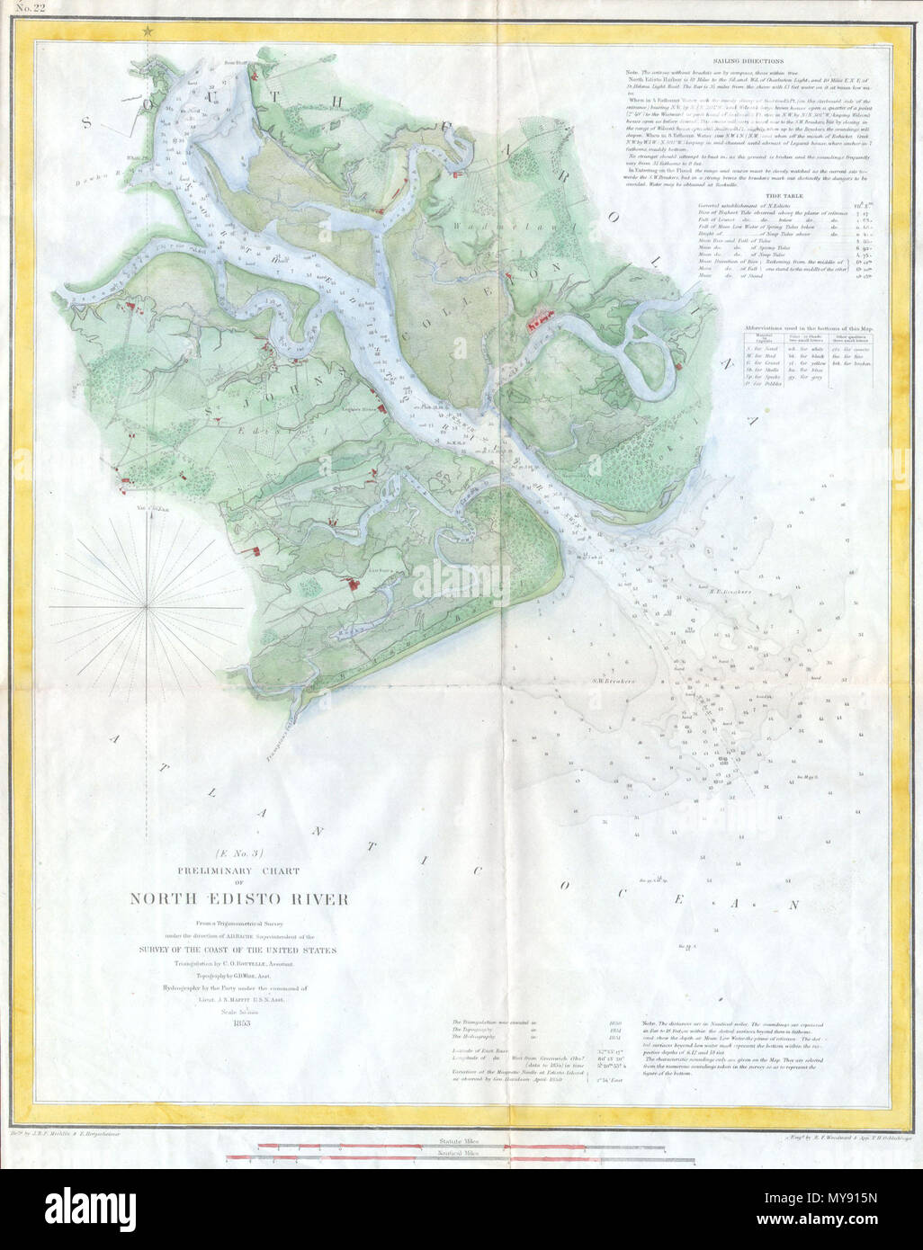 . (E No. 3) Preliminary Chart of North Edisto River. English: A rare ...