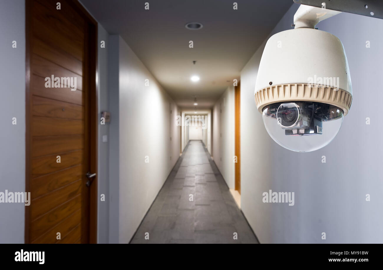 CCTV in condominium in front of rooms Stock Photo - Alamy