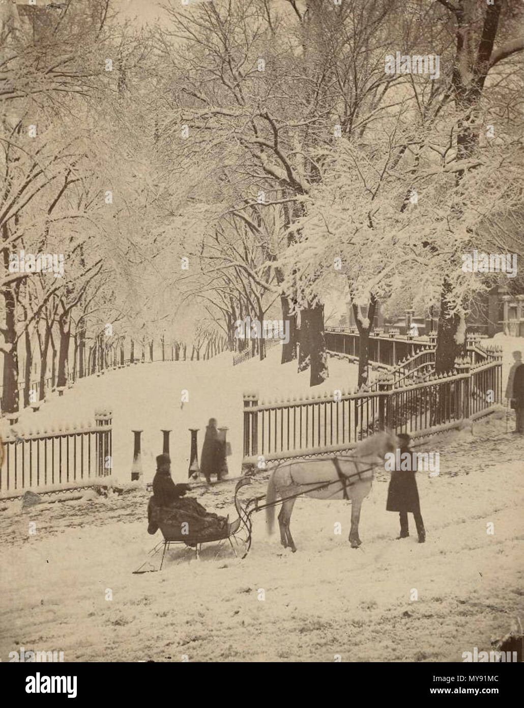. English: Snow Scene on the Northeast Corner of the Boston Common ...
