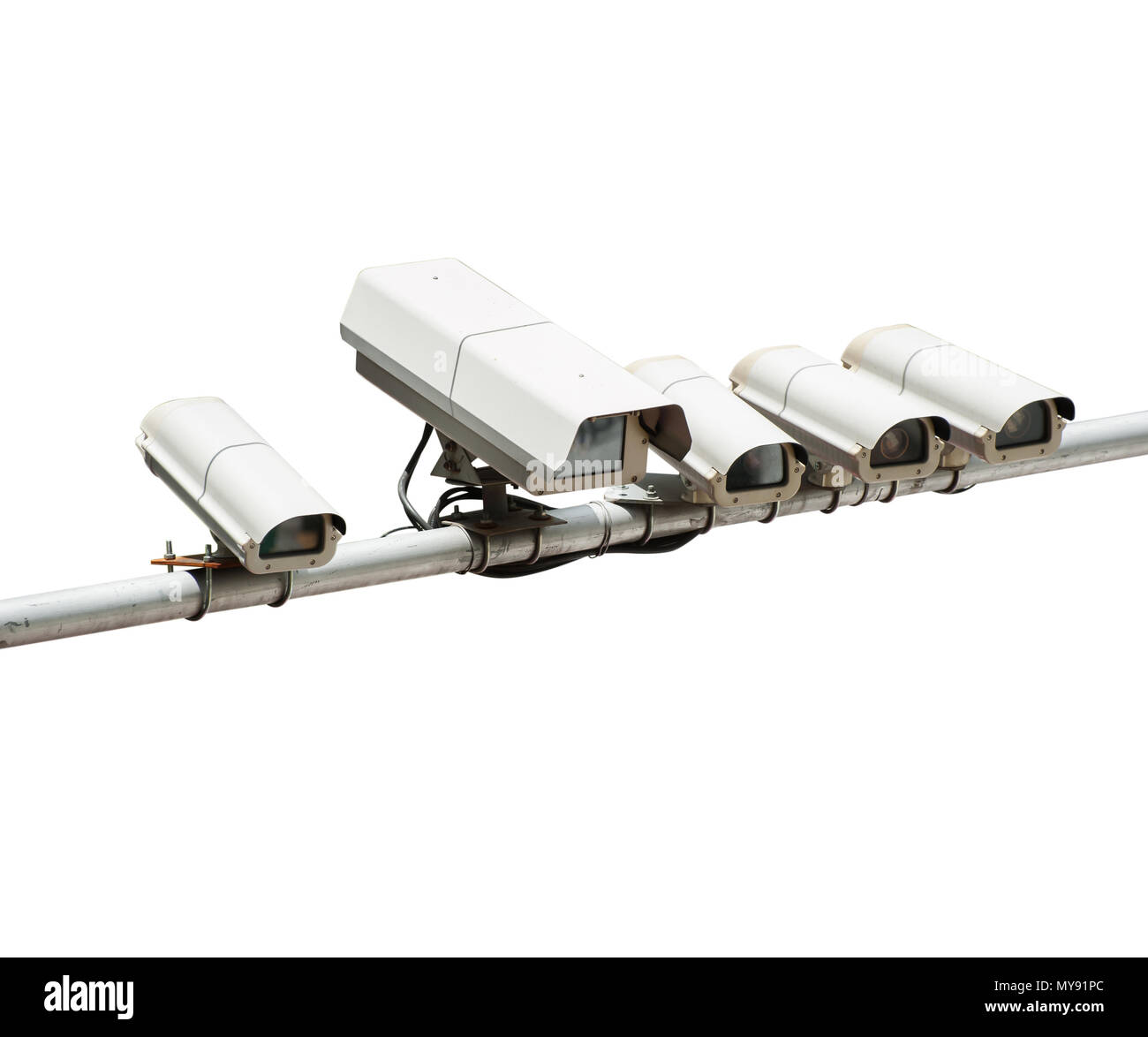 CCTV security camera on white background Stock Photo - Alamy