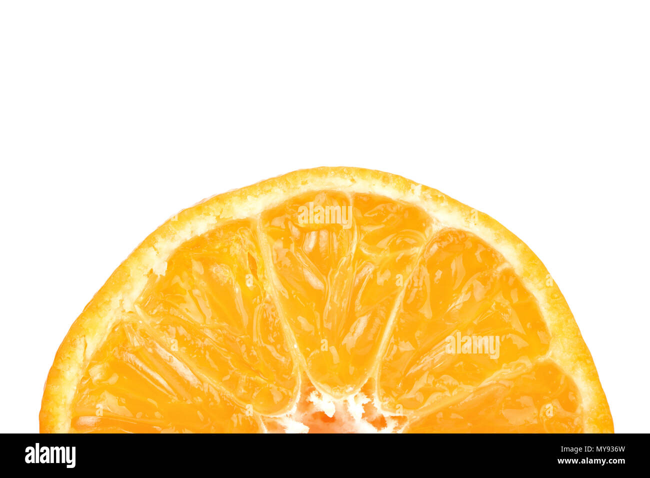 Cut halves fruit mandarin on a white background Stock Photo - Alamy
