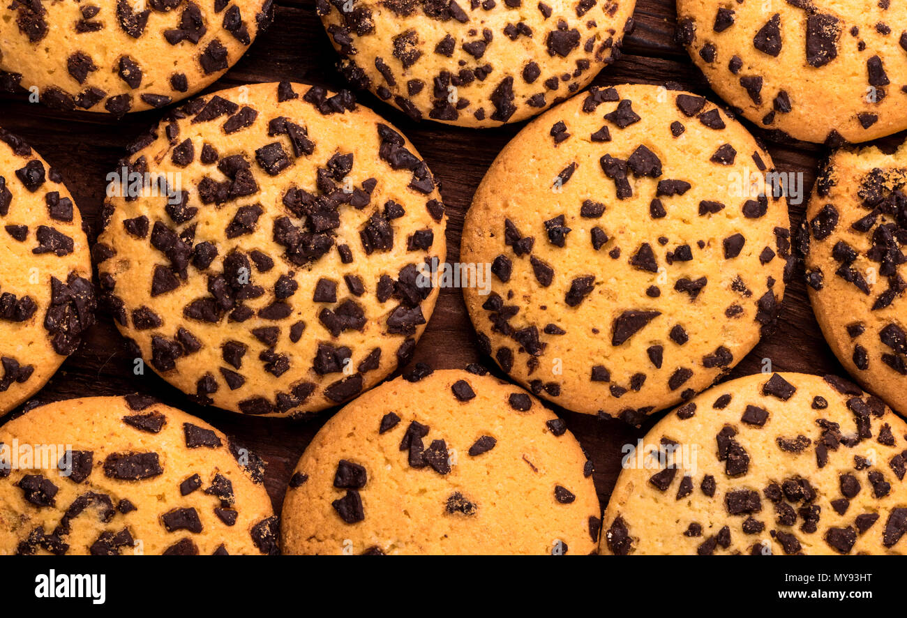 Background homemade cookies with chocolate top view Stock Photo - Alamy