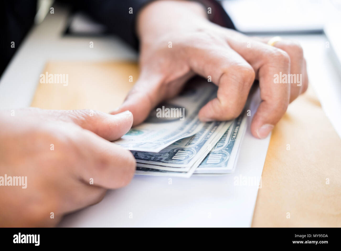 business man counting money at the table, accounting concept Stock ...